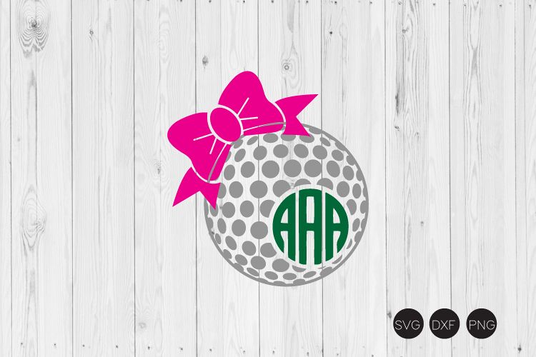 Golf Ball Bow Monogram SVG, DXF, PNG Bundle Cut Files