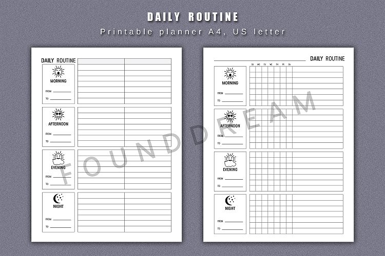 Daily Routine Planner Printable (230732) | Resume Templates | Design ...