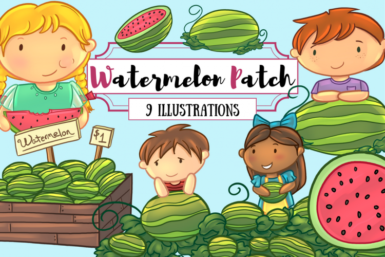 Watermelon Patch Clip Art Collection