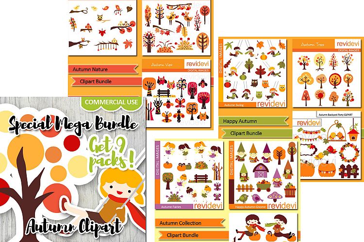 Autumn Fall clip art - Graphics Big Bundle (73309) | Illustrations ...