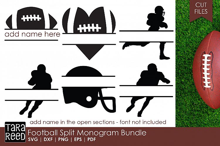 Football Split Monogram Bundle (112080) | Cut Files | Design Bundles