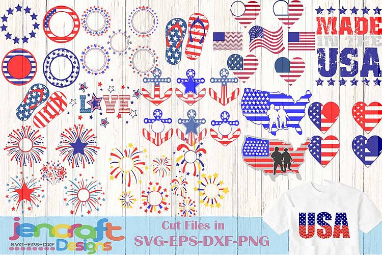 Patriotic 4th of July Bundle SVG, Dxf, Eps, Png