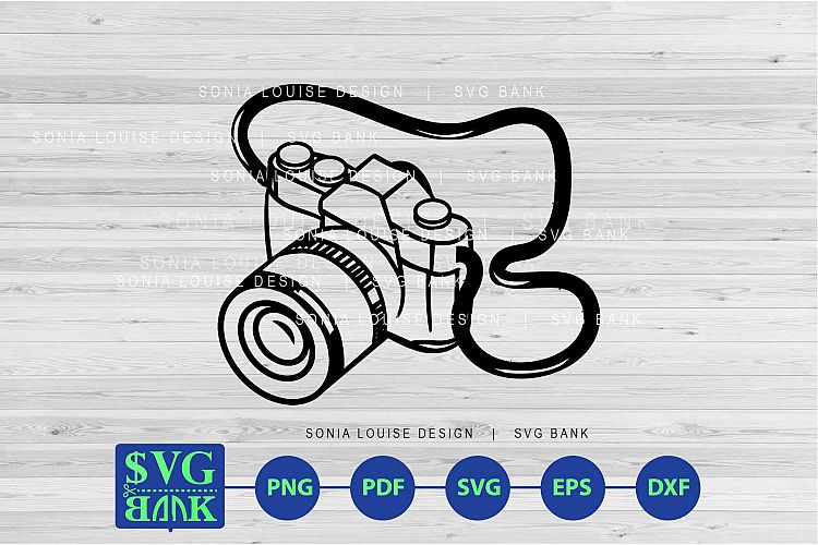 Camera SVG, DSLR camera with strap, photography svg