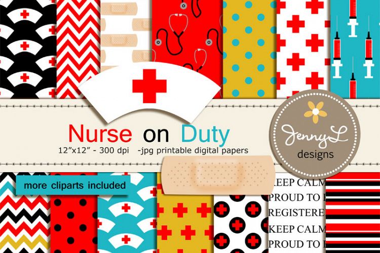 Nurse Digital Paper and Clipart Medical, Syringe, Blood, Medicine ...