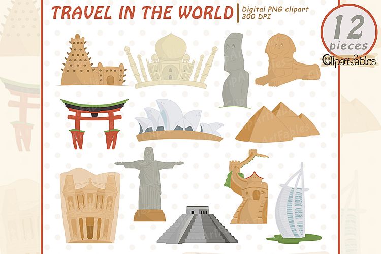 TRAVEL in the WORLD clipart, Seven wonders of the world