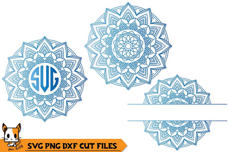 Mandala Monogram Set of 3 - SVG PNG DXF Cut Files (362123) | Cut Files ...