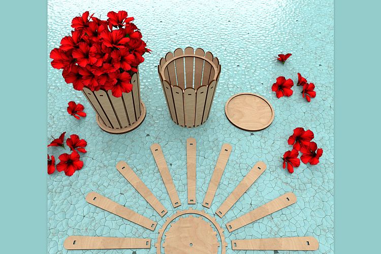 Flower Pot - laser cutting file (483130) | Cut Files | Design Bundles