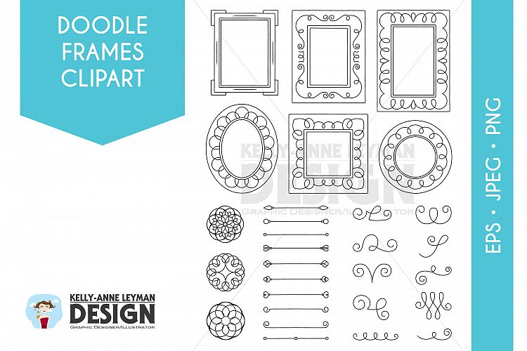 Doodle Frames Clipart, Digital Labels Clipart (87319) | Decorations ...