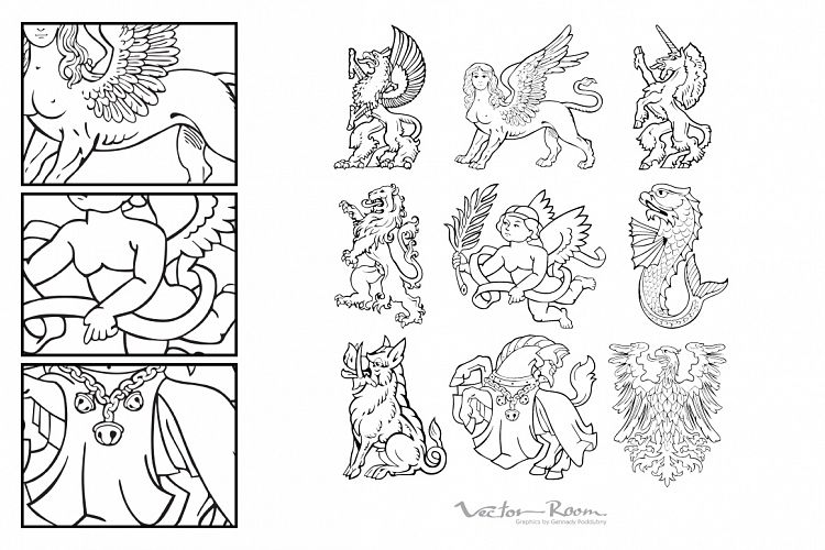 Heraldic Monsters Vol. VIII (40256) | Illustrations | Design Bundles