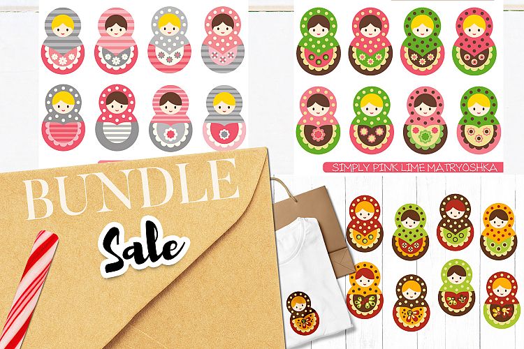Matryoshka Babushka Russian Nesting Dolls Clip Art Bundle (97988 ...
