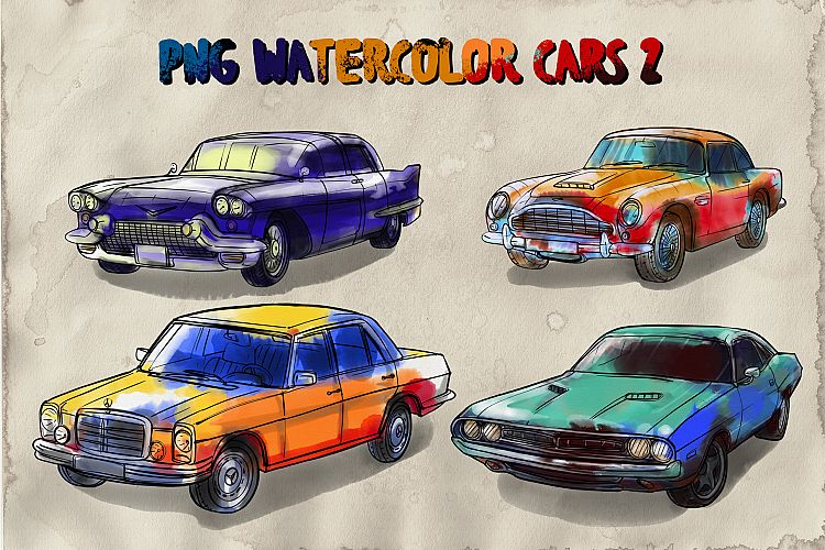 PNG watercolor cars 2 (294418) | Illustrations | Design Bundles
