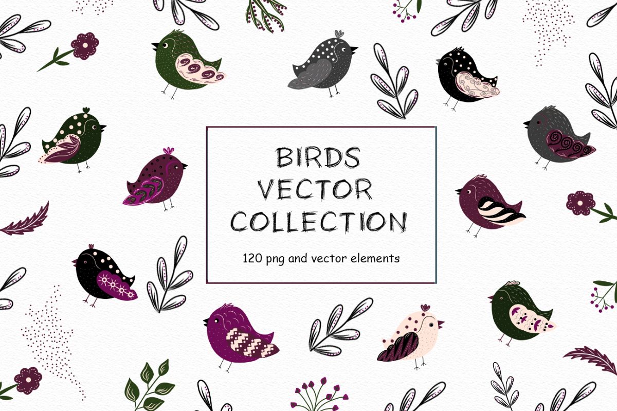 Birds vector collection, Spring Easter clipart, Summer leave (220468 ...