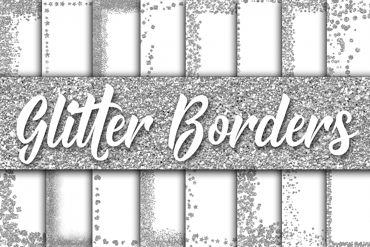 Silver Glitter Borders Digital Paper