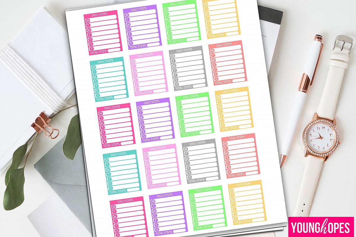 Daily Steps Stickers- Daily Steps Planner Stickers