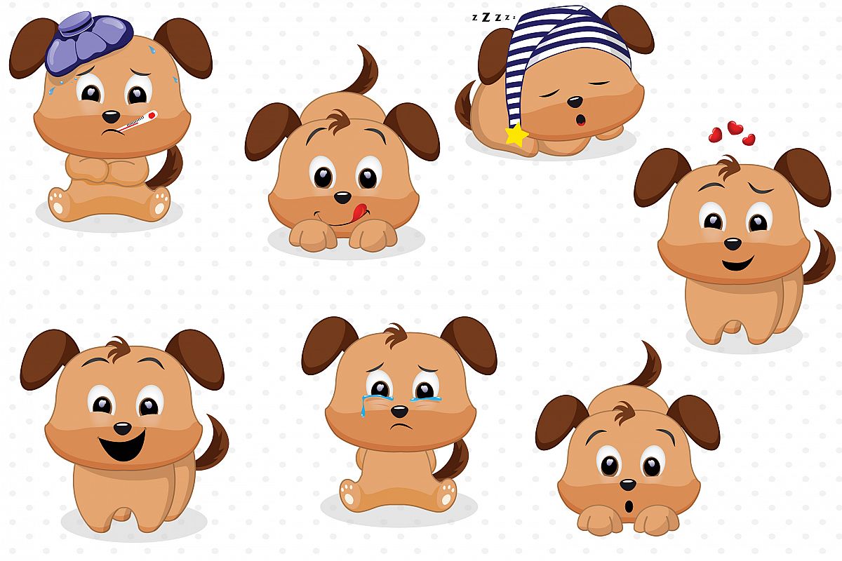Dog emotions graphics, Dog clipart (25701) | Illustrations | Design Bundles