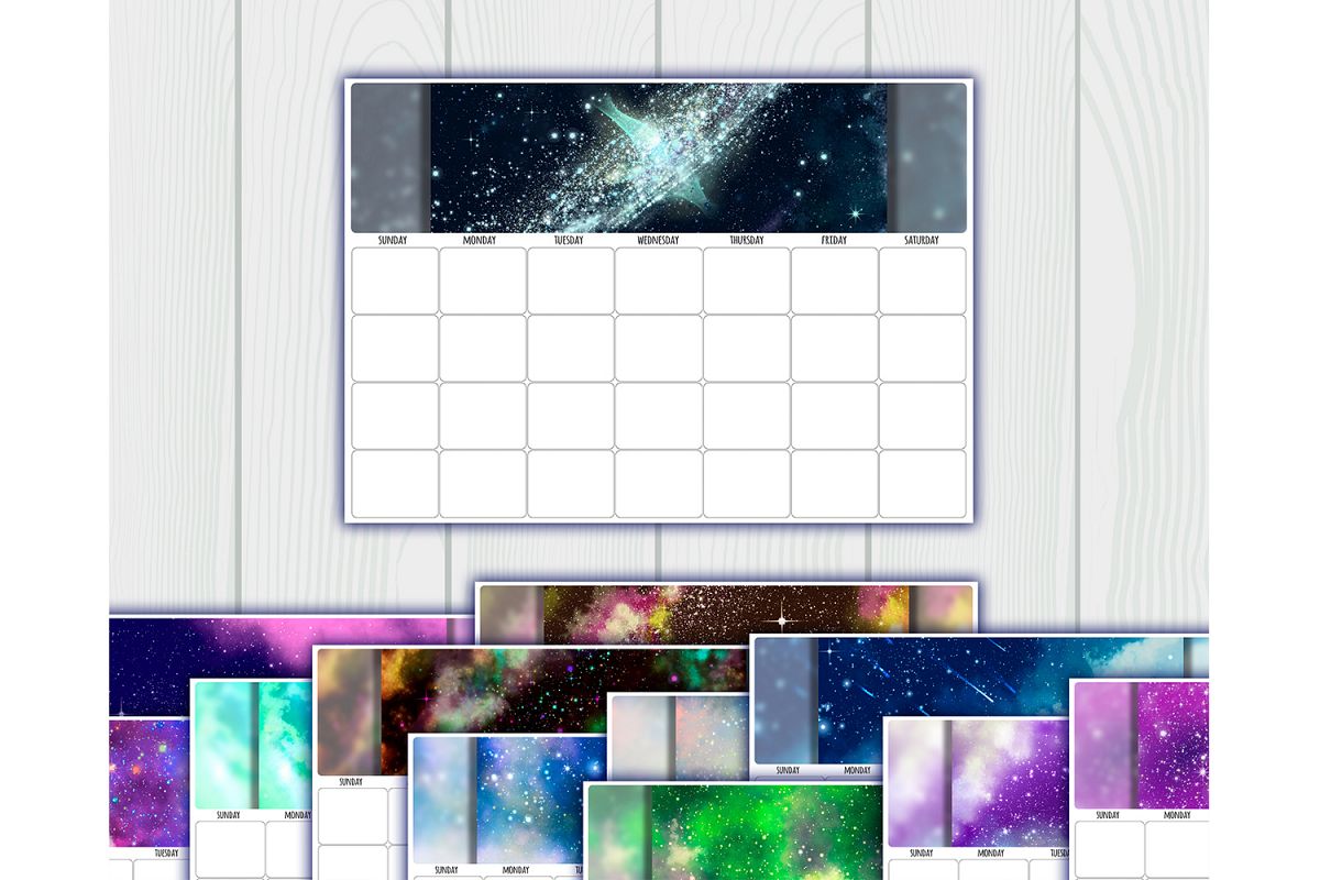 Undated printable calendar planner. 12 Months instant gift (356361 ...