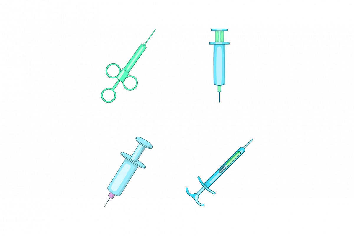Syringe icon set, cartoon style (376050) | Illustrations | Design Bundles