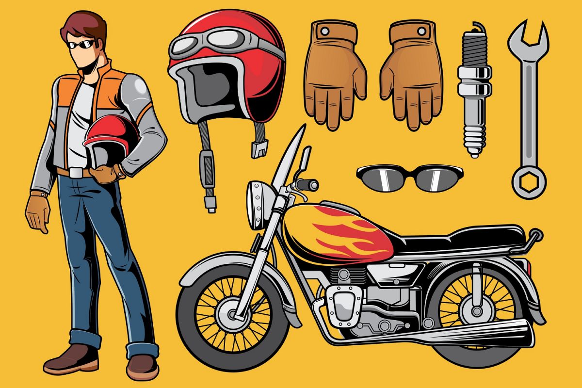 Motorcycle Rider Vector Pack (33800) | Illustrations | Design Bundles