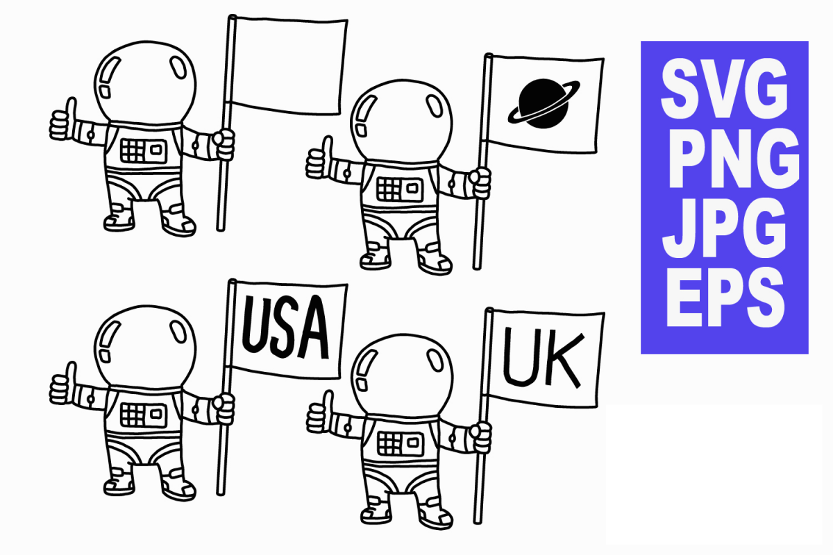 Rocketman with flag - EPS SVG PNG JPG (132912) | Illustrations | Design ...