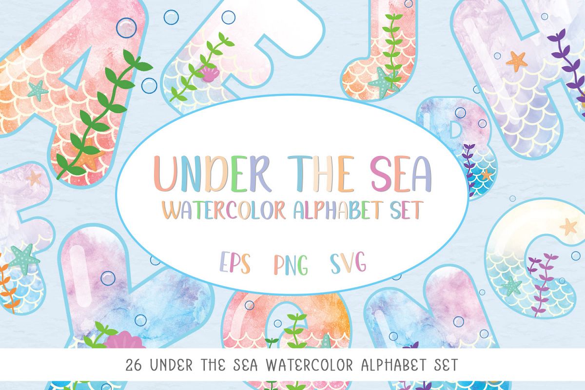 Under The Sea Alphabet Watercolor Set