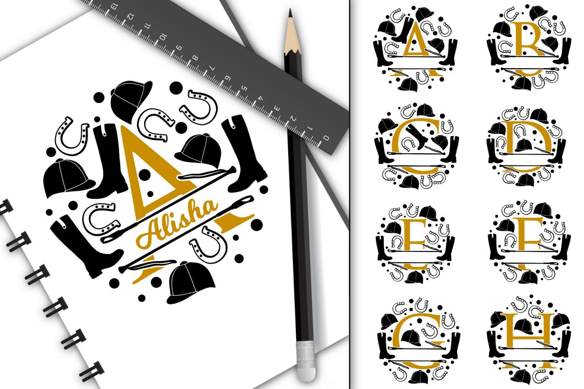 Split letters A-Z horse riding, alphabet, cut/sublimation (347510 ...