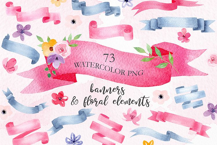 Watercolor Banners Clipart Set