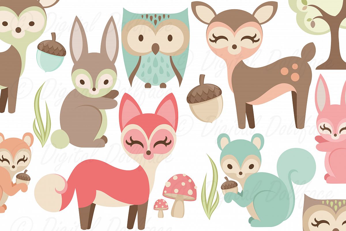 Forest Friends Clipart Set (77299) | Illustrations | Design Bundles