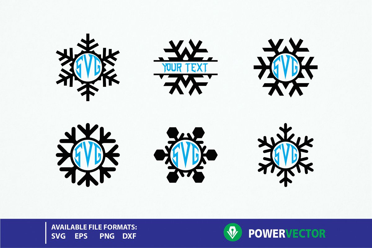 Snowflakes SVG - winter monogram frames cut files