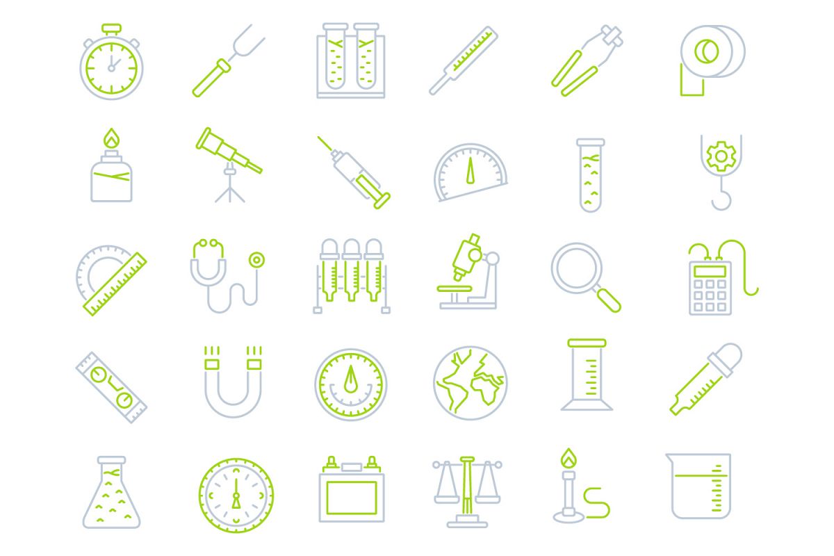 Laboratory equipment icons set