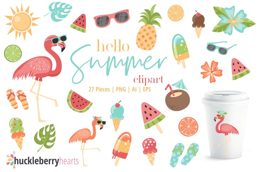 Hello Summer Clipart (282469) | Icons | Design Bundles
