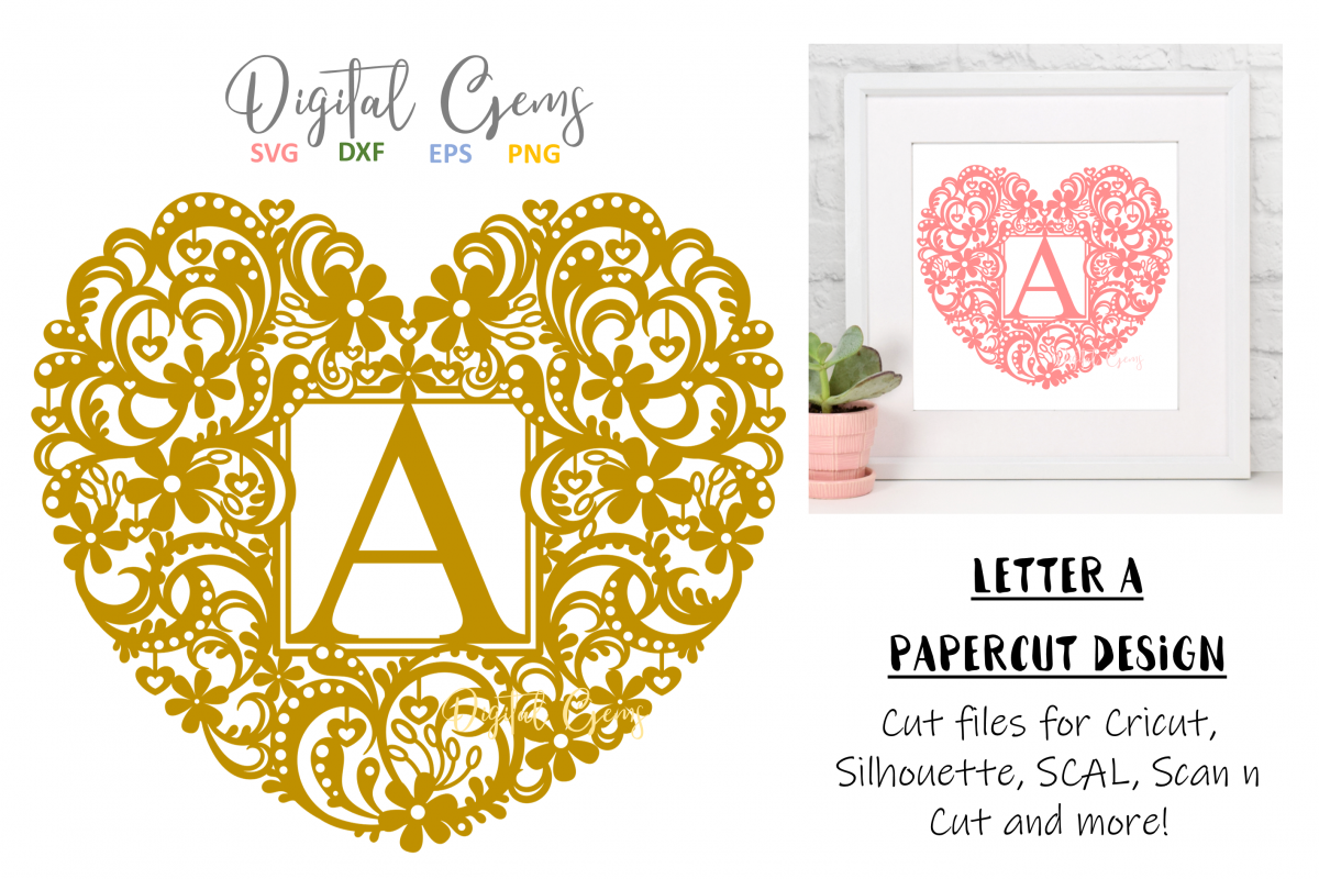Letter A paper cut design. SVG / DXF / EPS / PNG files