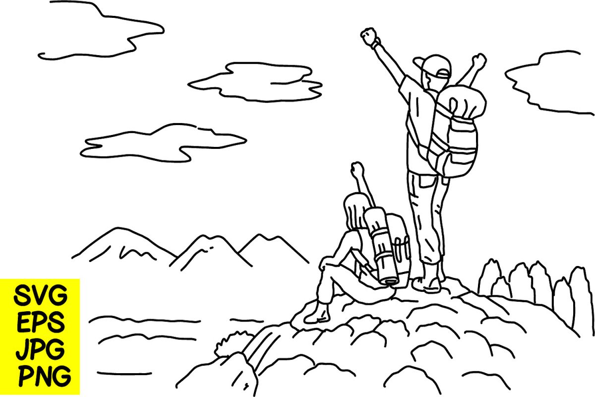 Hiking - EPS / SVG / JPG / PNG - Hand Drawing