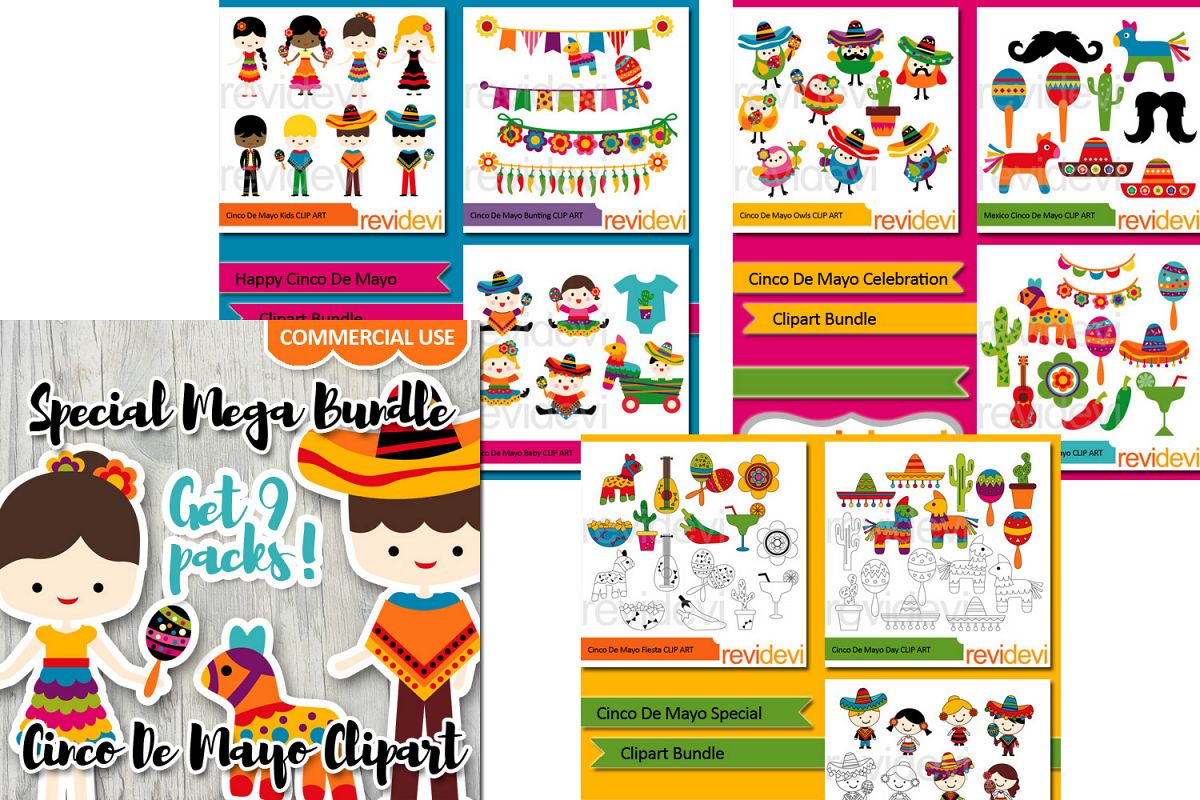 Cinco De Mayo Mexican graphics Big Bundle (73998) | Illustrations ...