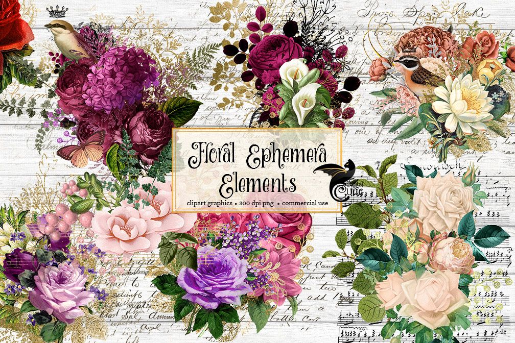 Floral Ephemera Clipart