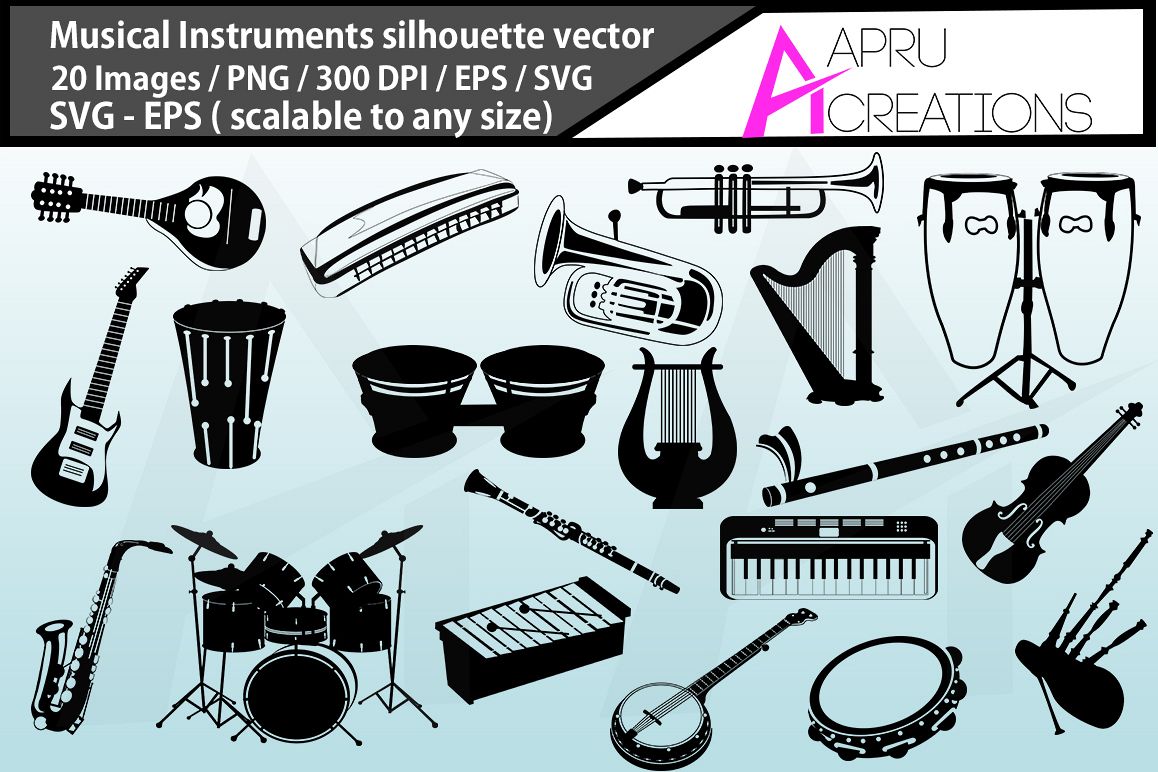 Musical Instruments Silhouette Svg, Eps,Png - vector clipart