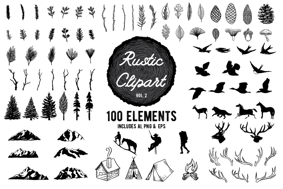 Rustic Clipart Designs Vol 2 (81772) | Icons | Design Bundles