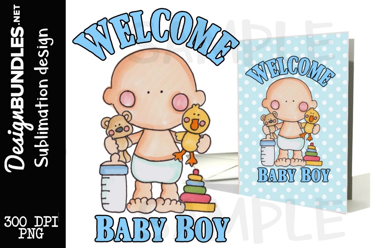 Welcome Baby Boy Sublimation Design