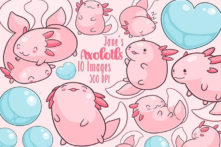 Kawaii Axolotls Clipart