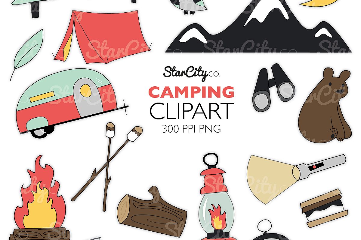 Camping Clipart graphics (102898) | Illustrations | Design Bundles