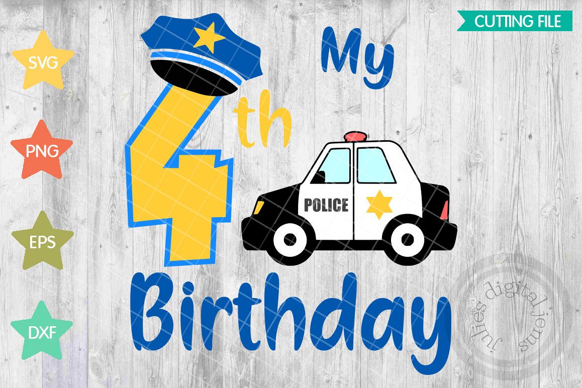 Police Birthday shirt, 4th Birthday SVG, Police Birthday svg (195677 ...