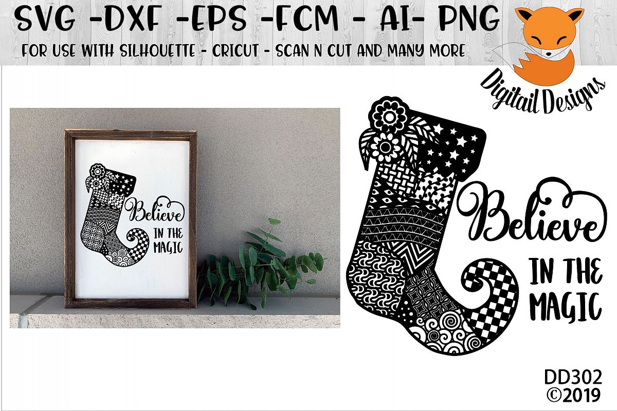 Zentangle Christmas Stocking SVG