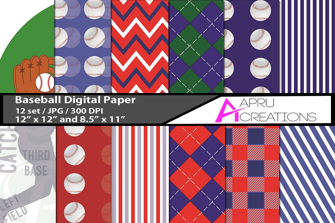 Baseball digital papers,Baseball pattern, digital papers, high quality ...