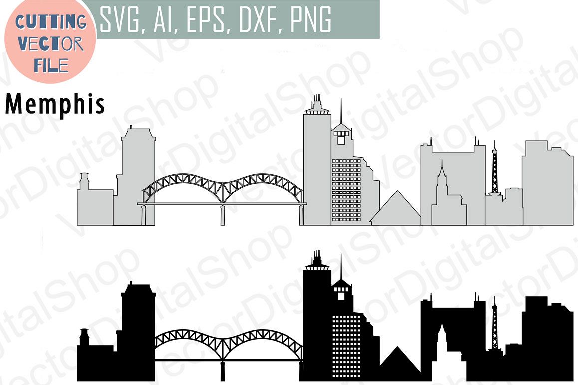 Memphis Vector, Tennessee Skyline USA city, SVG, JPG, PNG, DWG, CDR ...
