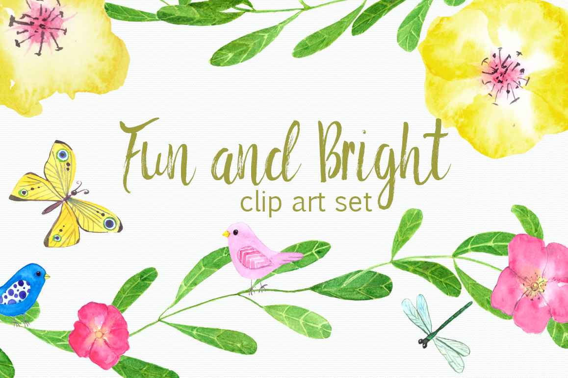 Fun and Bright Watercolor Clip Art Set (118399) | Illustrations ...