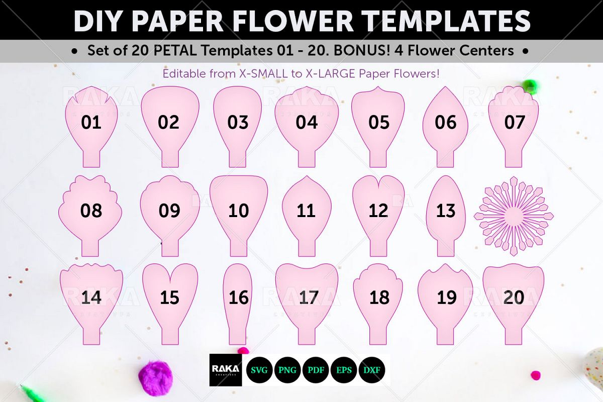 20 Paper Flower SVG Paper Flower Template Large Paper 373788 