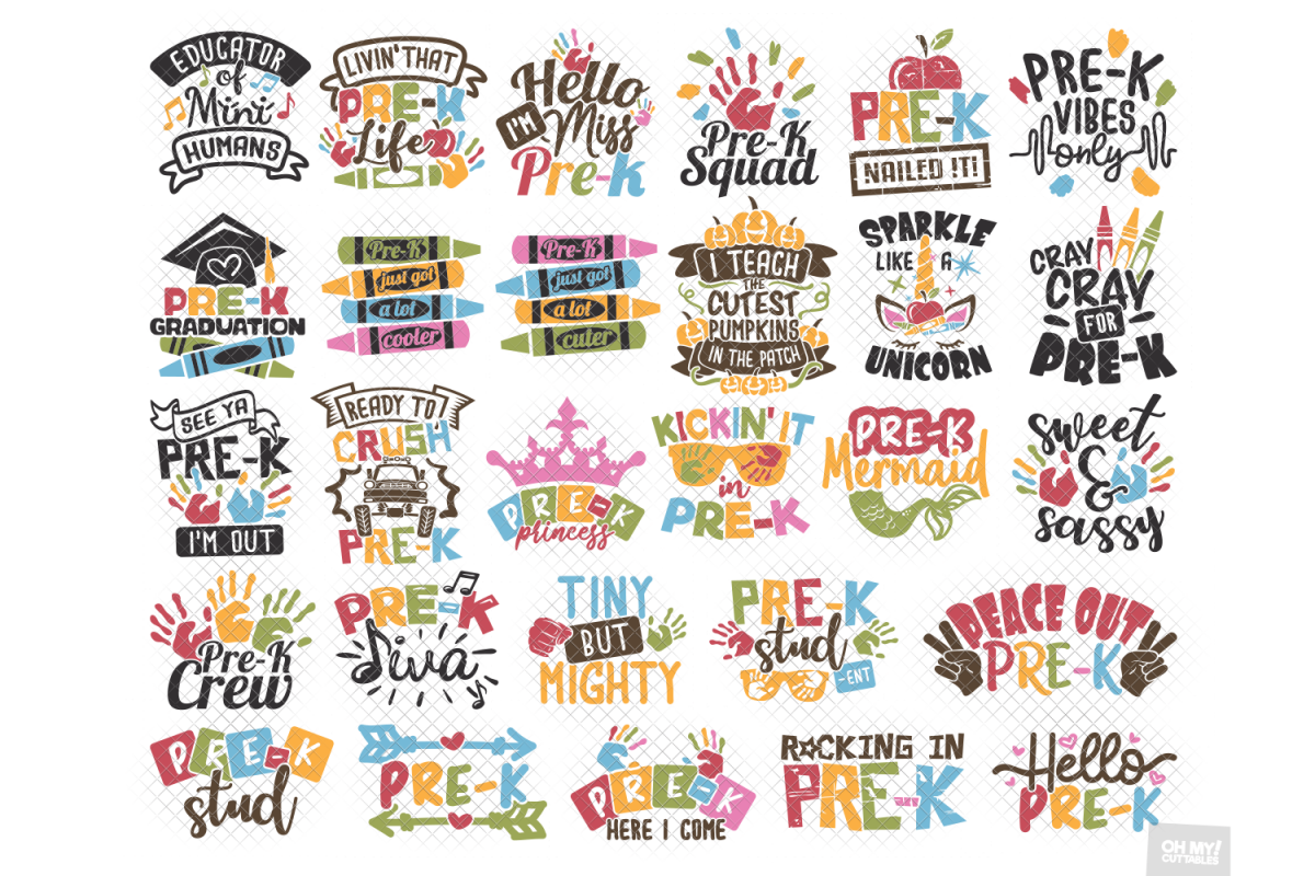 Pre K SVG in SVG, DXF, PNG, EPS, JPG (302976) | Cut Files | Design Bundles