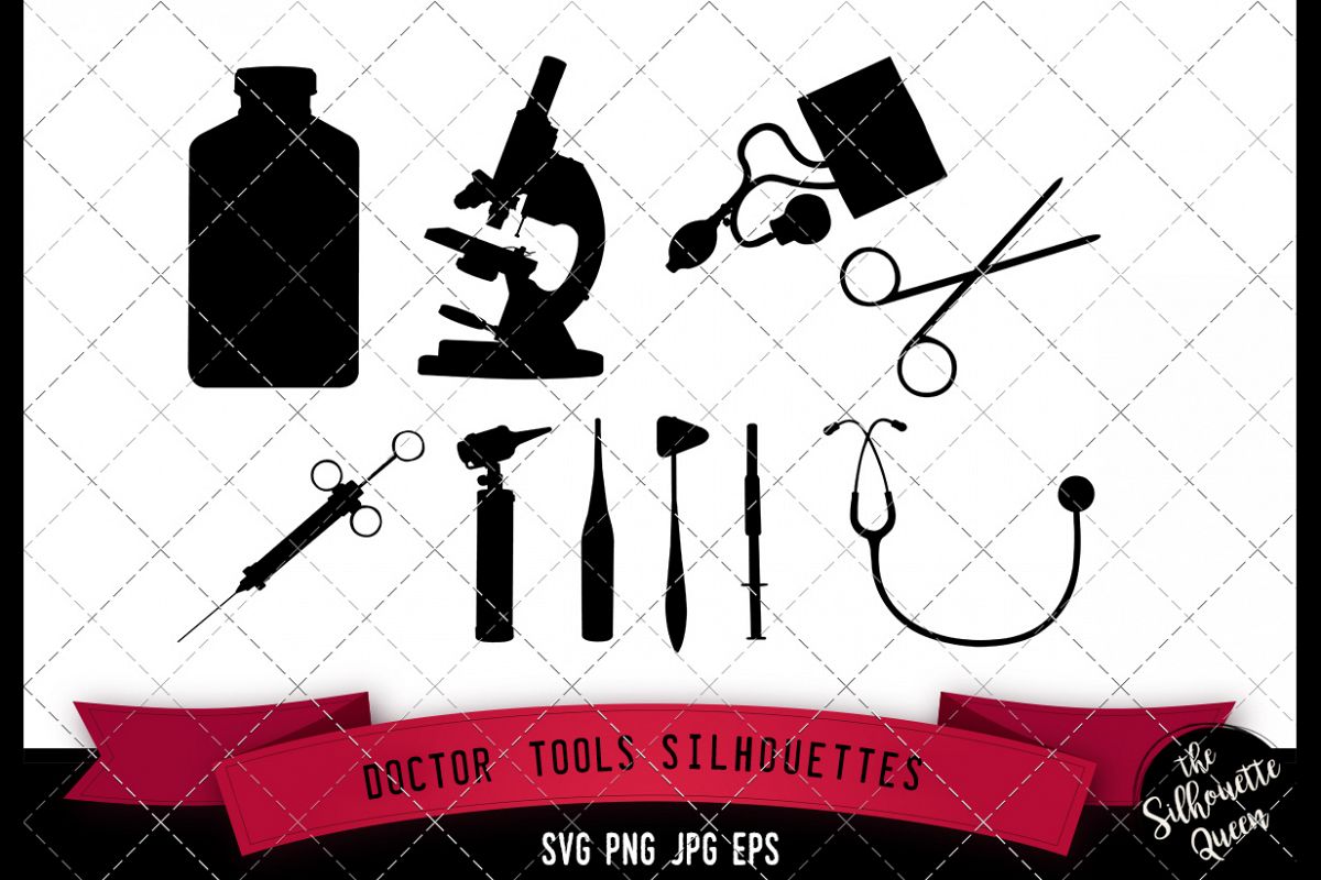 Doctor Tools Silhouette, Medical Equipment SVG, cricut Clipa