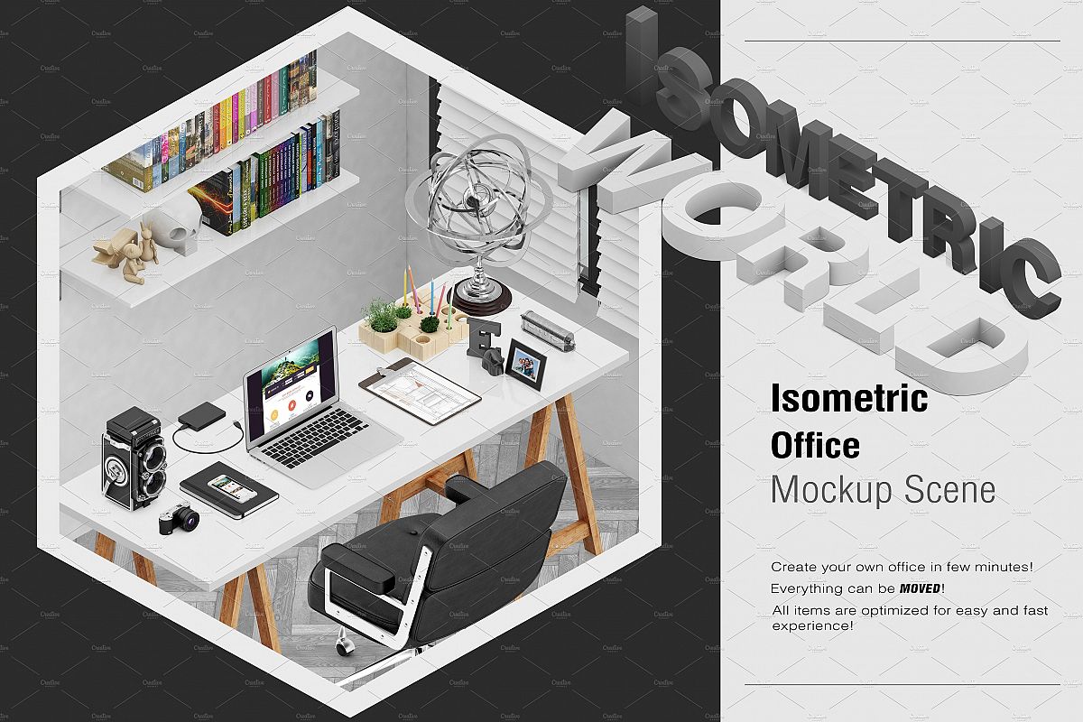 Isometric Office Scene Mock-up