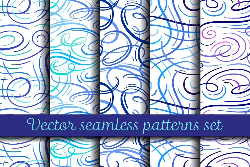 Vector abstract curves patterns set (25062) | Textures | Design Bundles