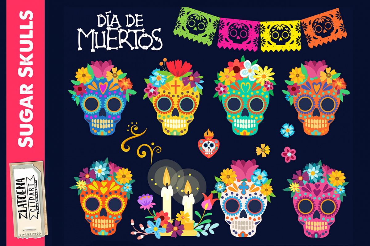 Sugar skull clipart Day of the dead clip art